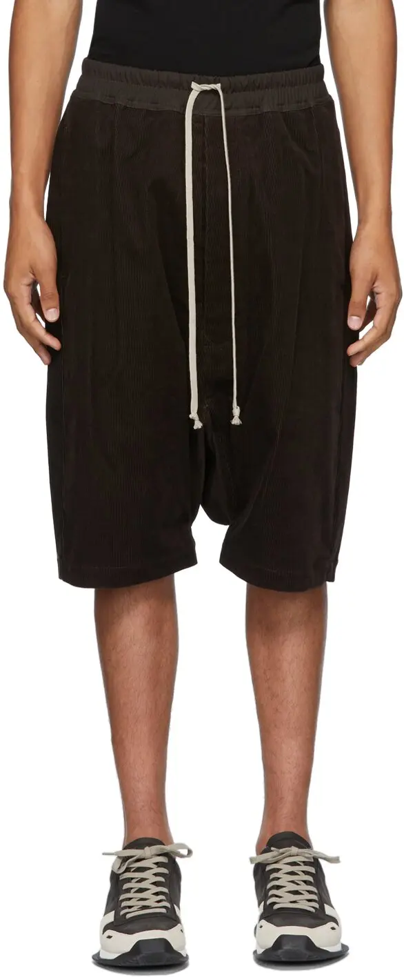 Rick Owens Brown Corduroy Pods Shorts In 78 Dark Dus - 58% Off
